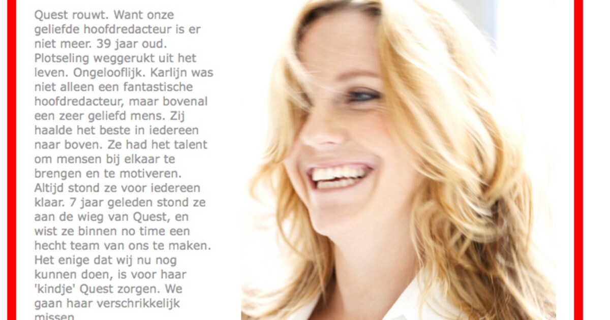 Hoofdredacteur Quest (39) overleden | Het Parool