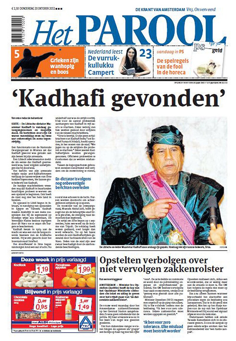 Het Parool stopt de persen wegens Kaddafi | Het Parool