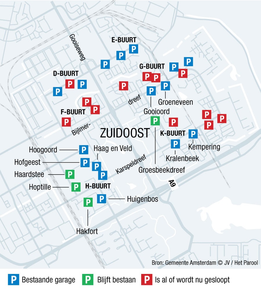 Gemeente wil af van bijna alle Bijlmergarages | Het Parool