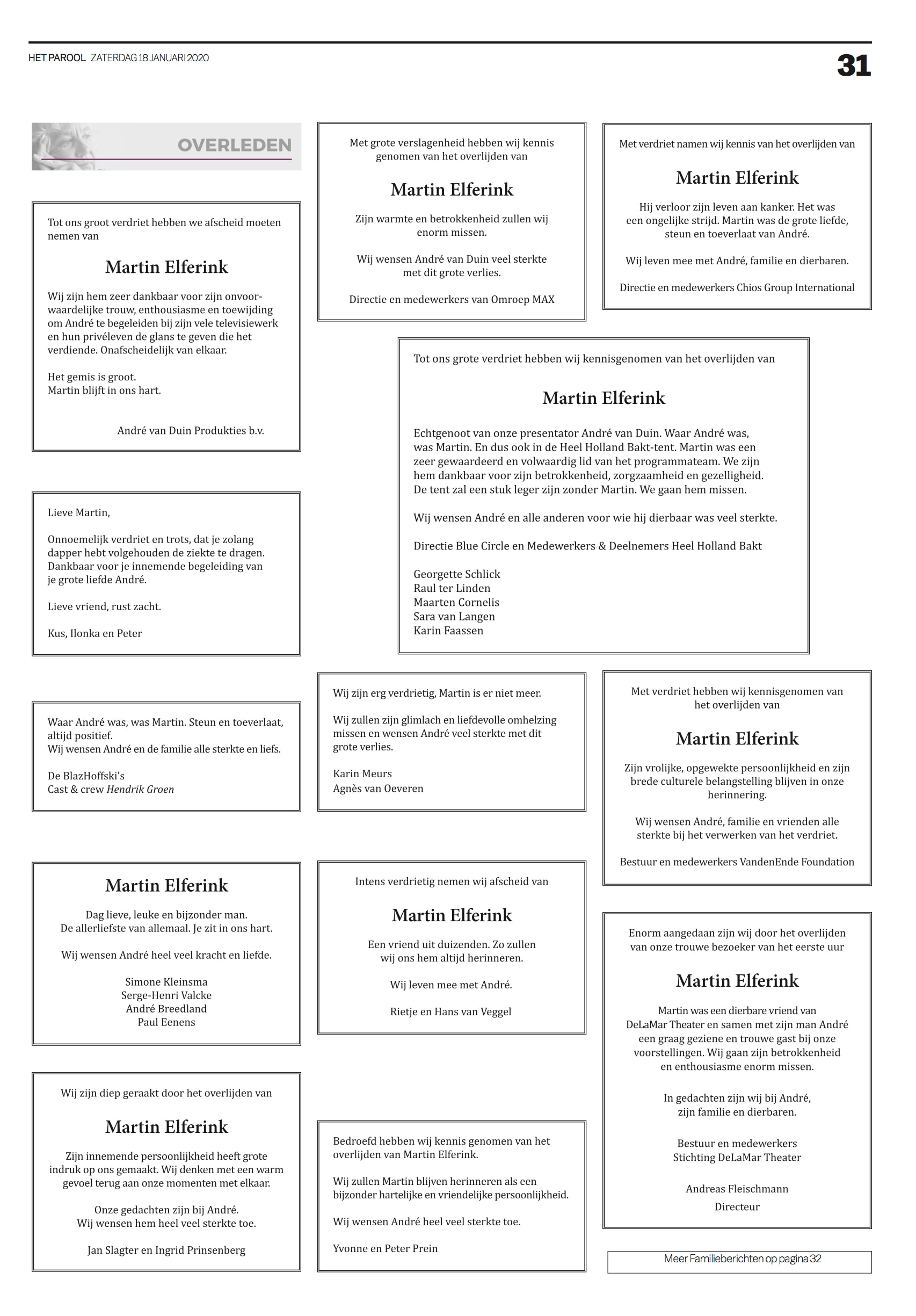 Theaterwereld rouwt om Martin Elferink, de man van André van Duin | Het ...