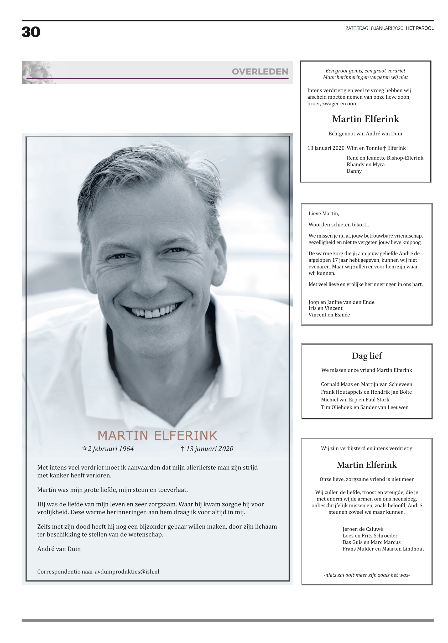 Theaterwereld rouwt om Martin Elferink, de man van André van Duin | Het ...