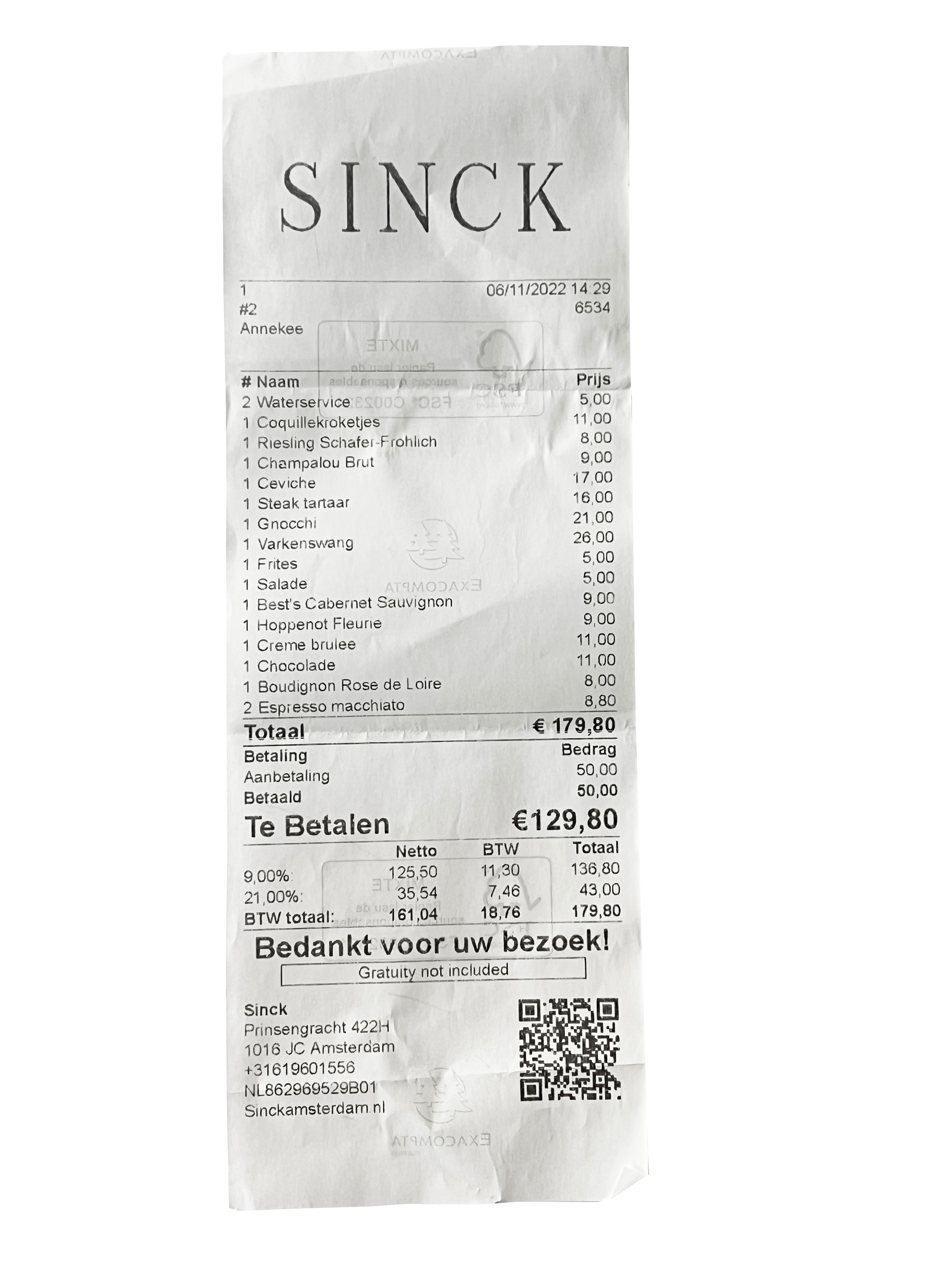 Het eten bij Sinck is wat braaf, maar daardoor komen de doeltreffend ...