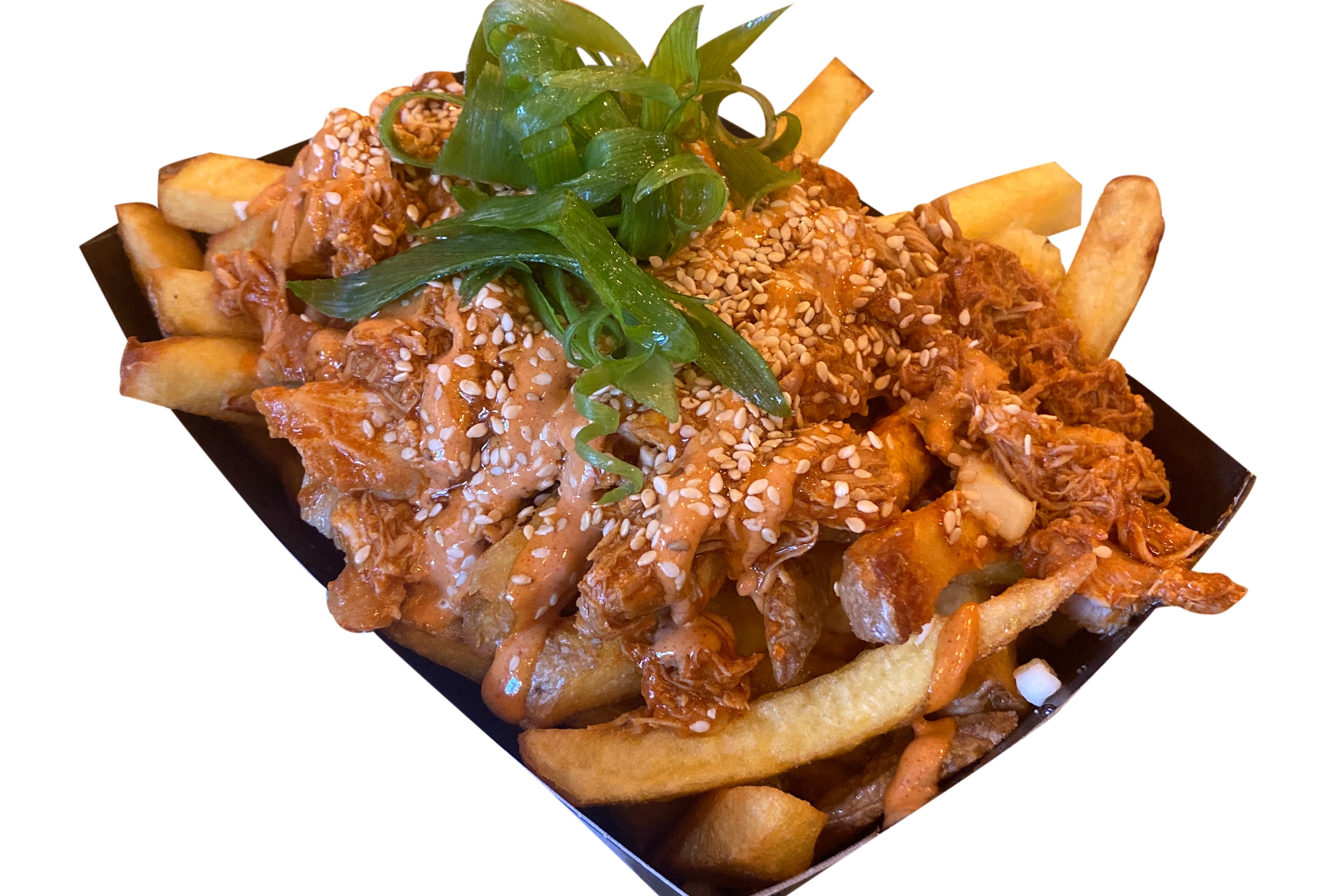 De specialiteit van Freddy Fryday: loaded fries met kip en mozzarella ...
