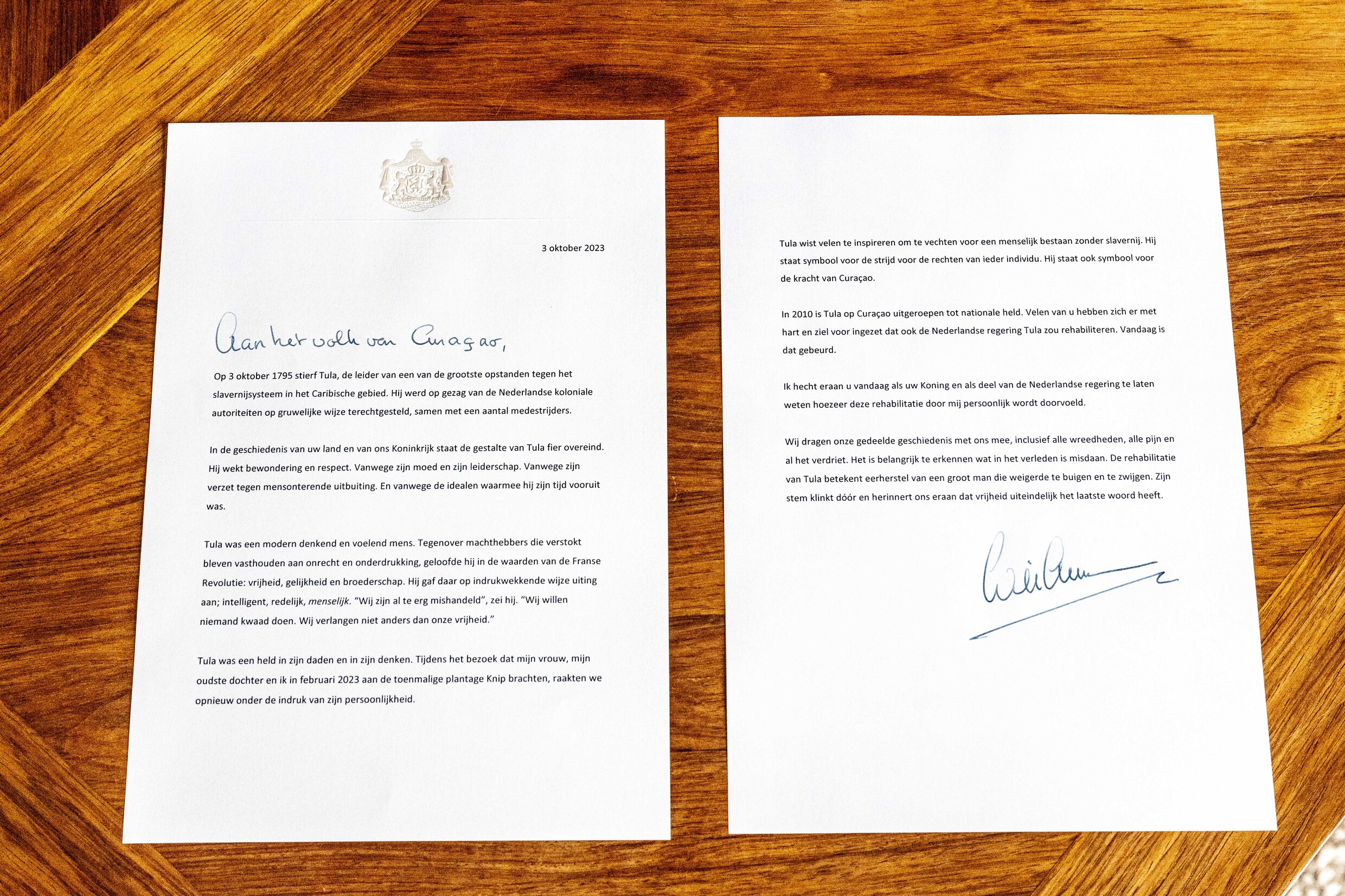 Koning richt zich in brief tot bewoners Curaçao over rehabilatie ...