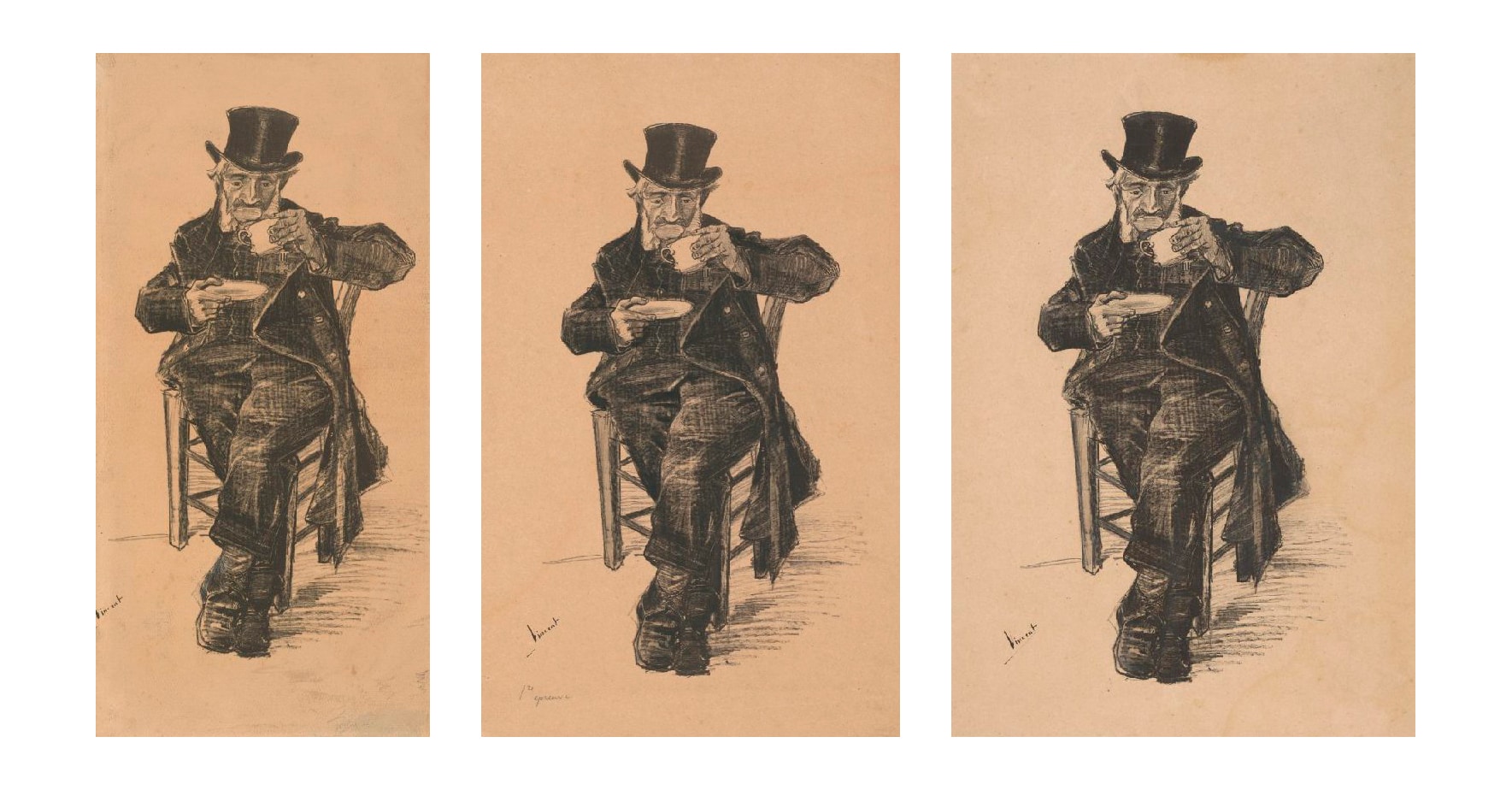 Lithoserie ‘Koffiedrinkende oude man’ eindelijk compleet in Van Gogh ...
