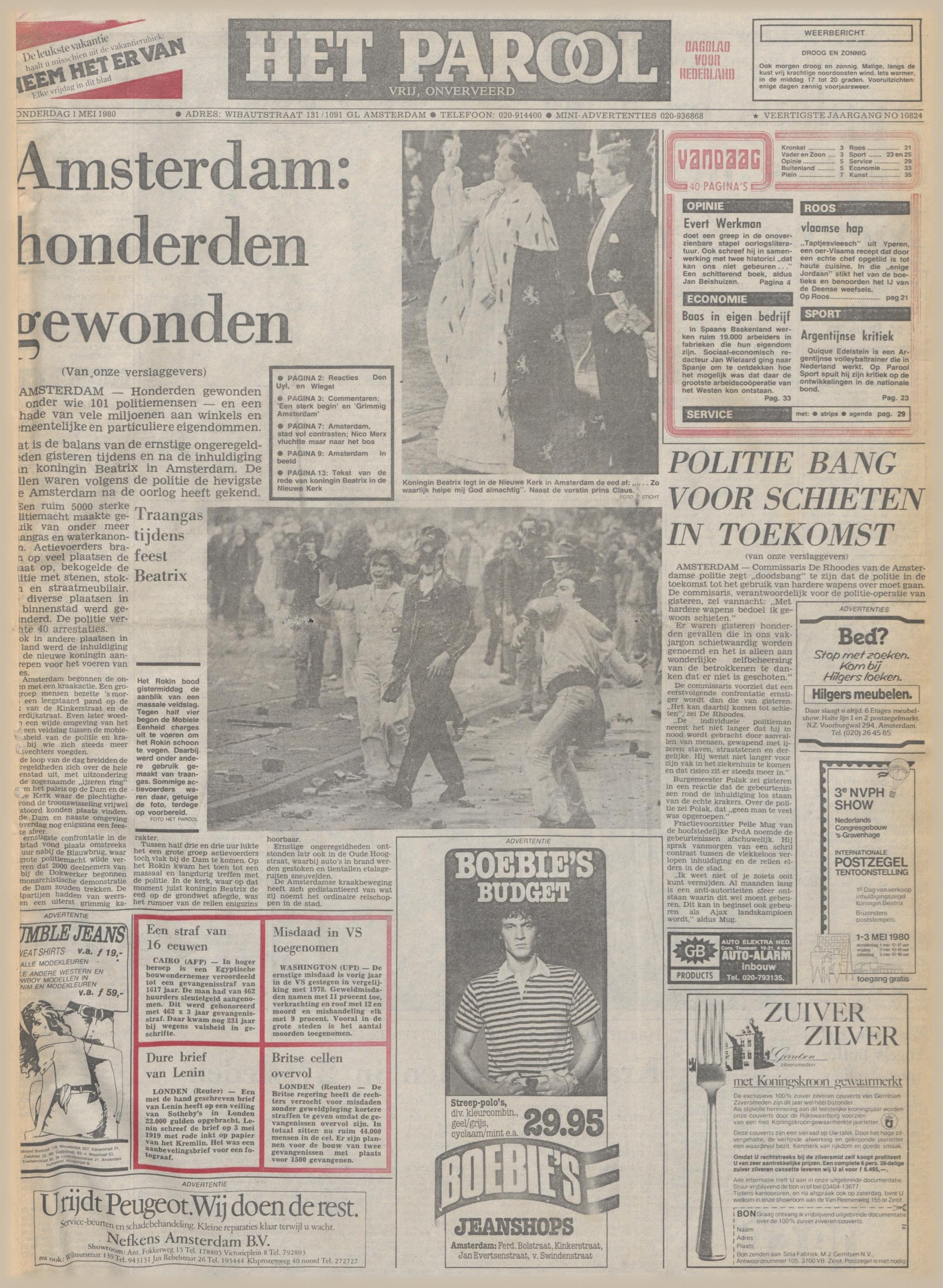 Vandaag in 1980: de kroningsrellen, ‘de hevigste rellen sinds de oorlog ...