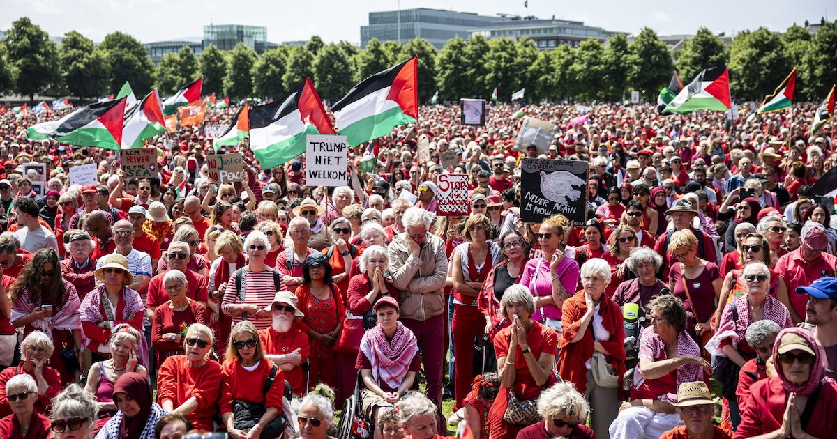 Zo’n 150.000 mensen bij Rode Lijn-protest in Den Haag, premier Schoof ...