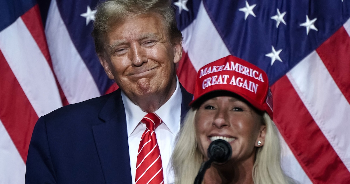 Marjorie Taylor Greene verlaat Huis van Afgevaardigden na ruzie met Trump | Het Parool