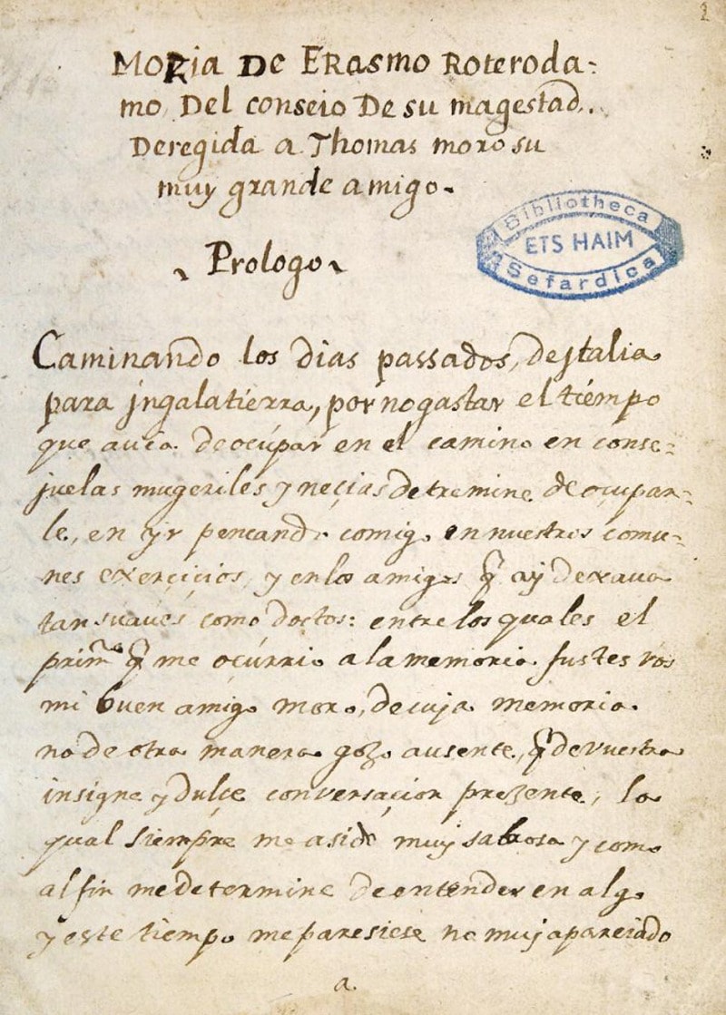 Unieke Spaanse vertaling Lof der Zotheid ontdekt | Het Parool